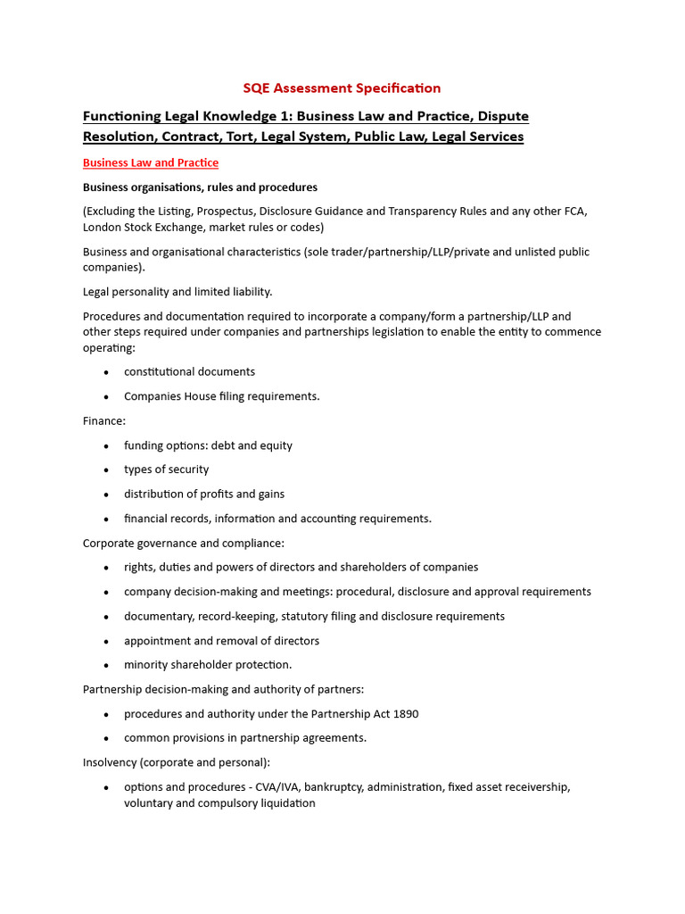 SQE Assessment Specification | PDF | Lease | Will And Testament