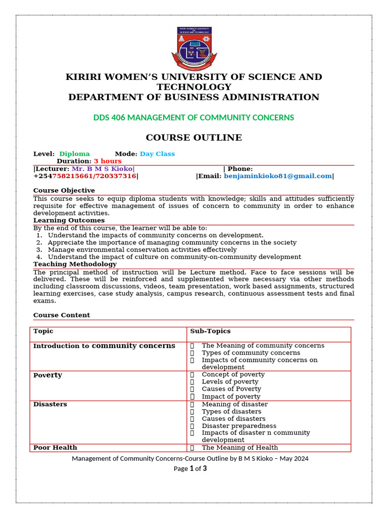DDS 406 MCC Course Outline | PDF | Learning | Teaching