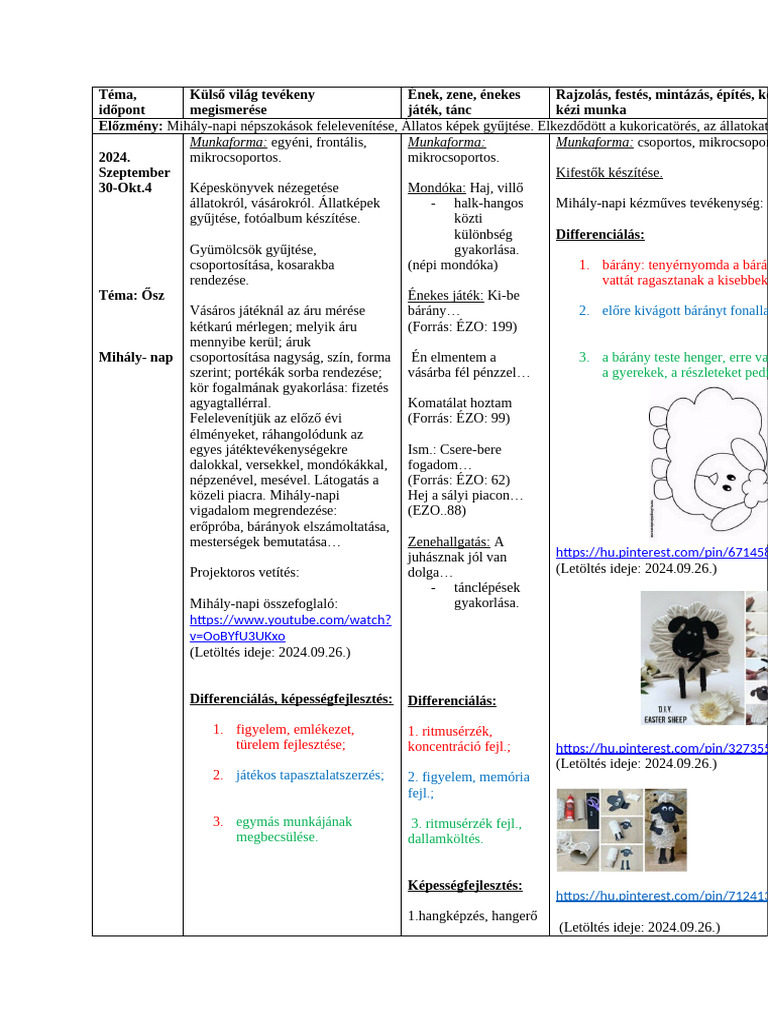 Tematikus Terv Nagycsoport A 2024 Szept30-Okt4. | PDF