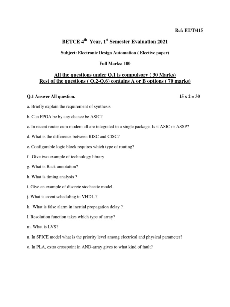 EDA question | PDF | Logic Gate | Power Supply