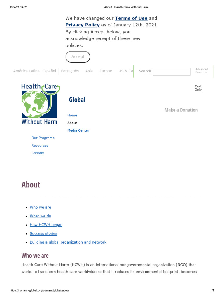 Health Care Without Harm Overview | PDF | Waste | Sustainability