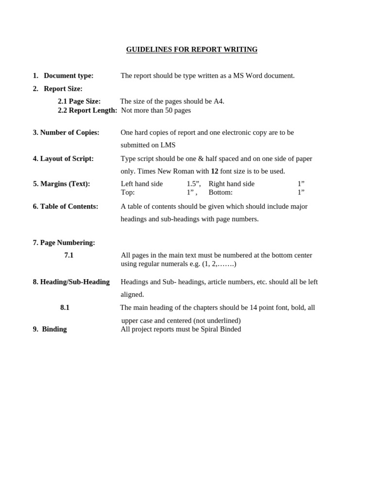 Guidelines For Report Writing | PDF | Text | Communication Design