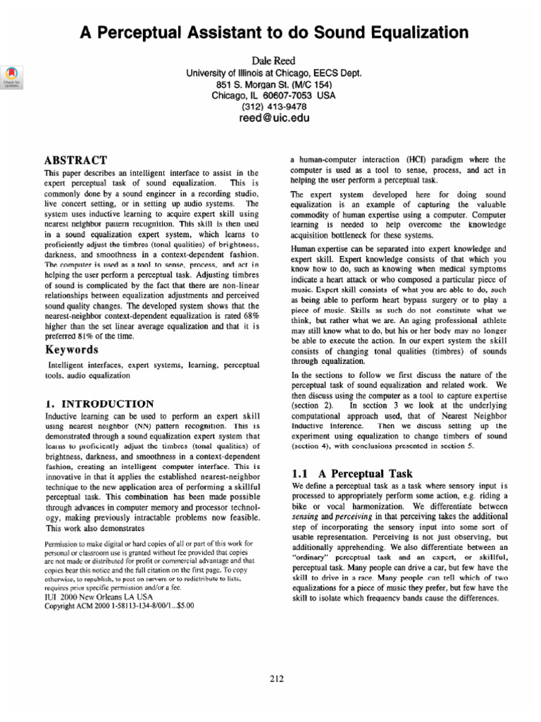 A Perceptual Assistant To Do Sound Equalization | PDF | Equalization (Audio) | Perception