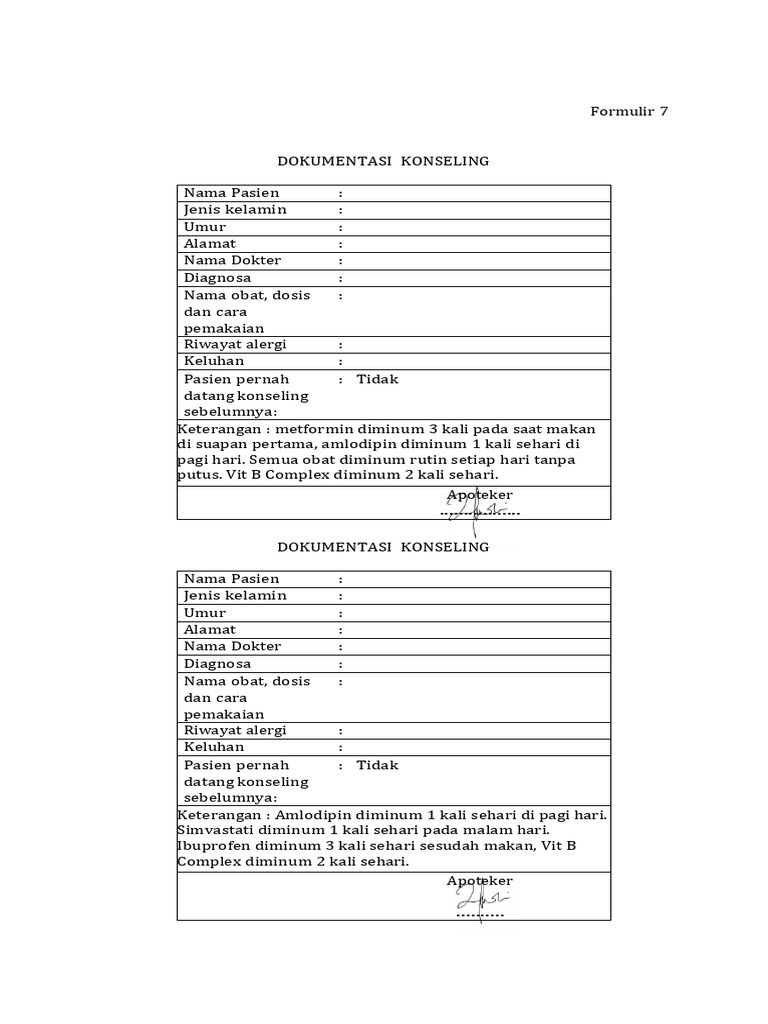 Dokumen Konseling Pasien Bulan Agustus (2) | PDF
