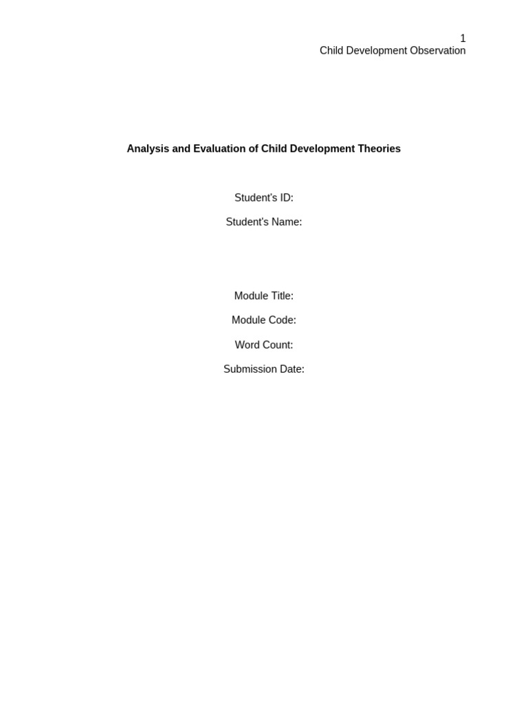 Theories of Development-Child Case HAVARD STYLE | PDF | Child ...