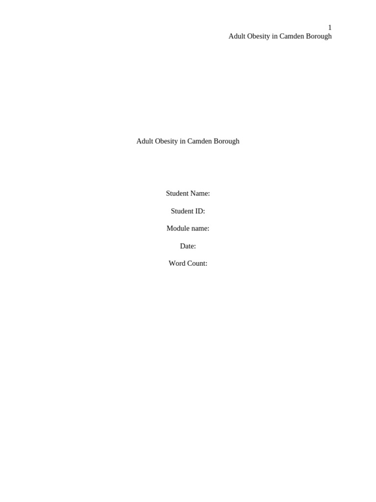Adult Obesity in the UK-Camden Borough | PDF | Obesity | Overweight Adult Obesity in the UK-Camden Borough | PDF | Obesity | Overweight