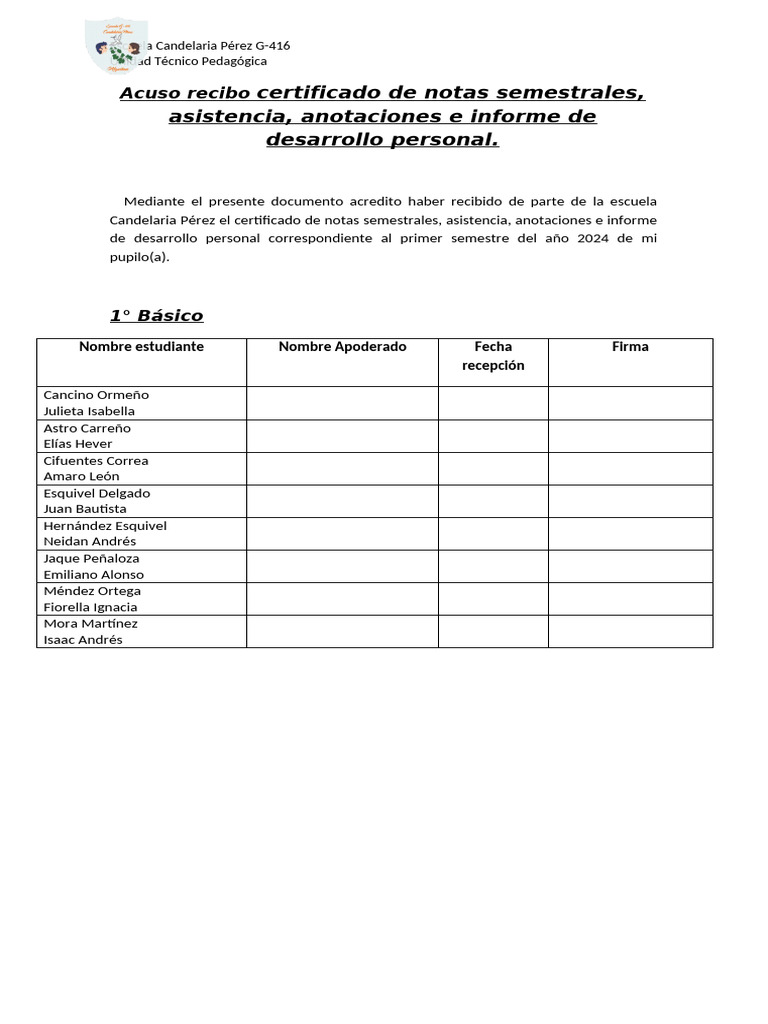 Acuso Recibo Certificado Notas | PDF