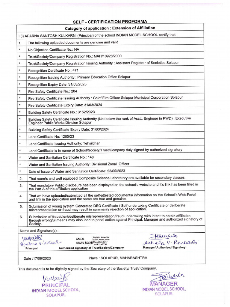 Self Certificate | PDF