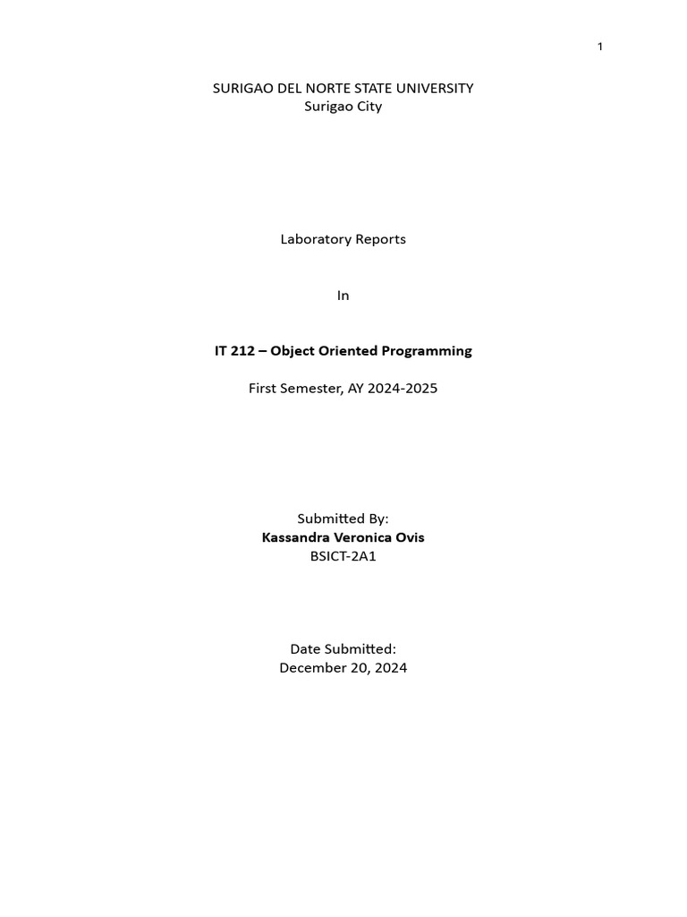 Java Programming Lab Reports 2024 | PDF | Class (Computer Programming) | Programming Paradigms