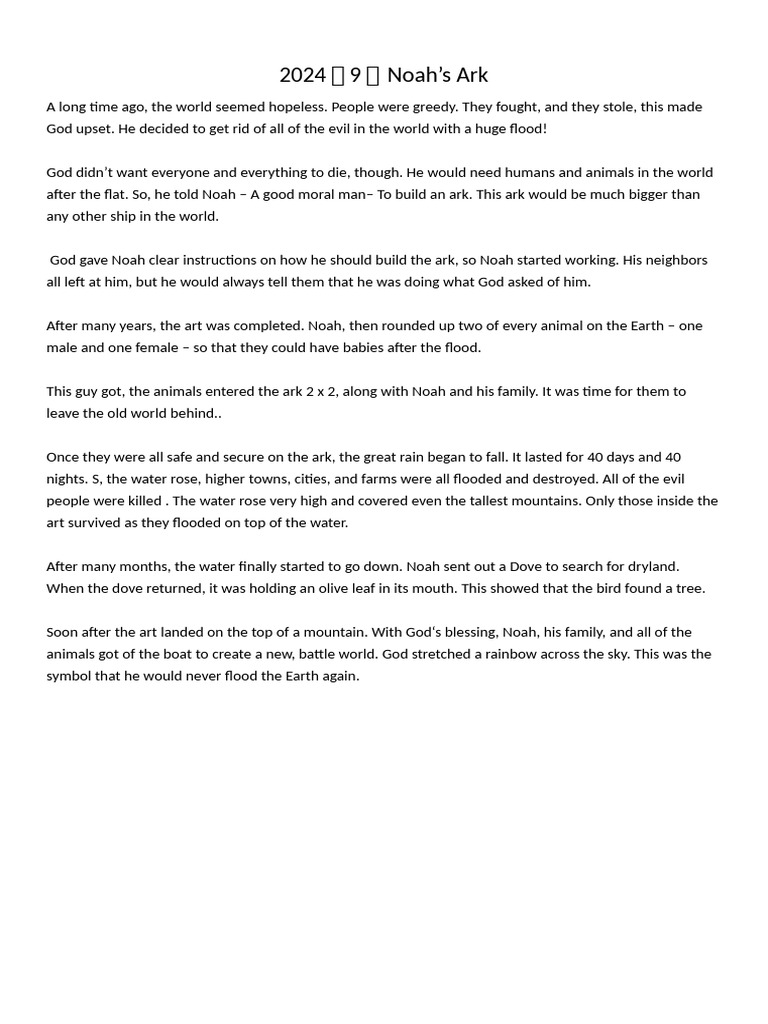 Noah's Ark: A Tale of Hope and Renewal | PDF | Noah's Ark | Noah