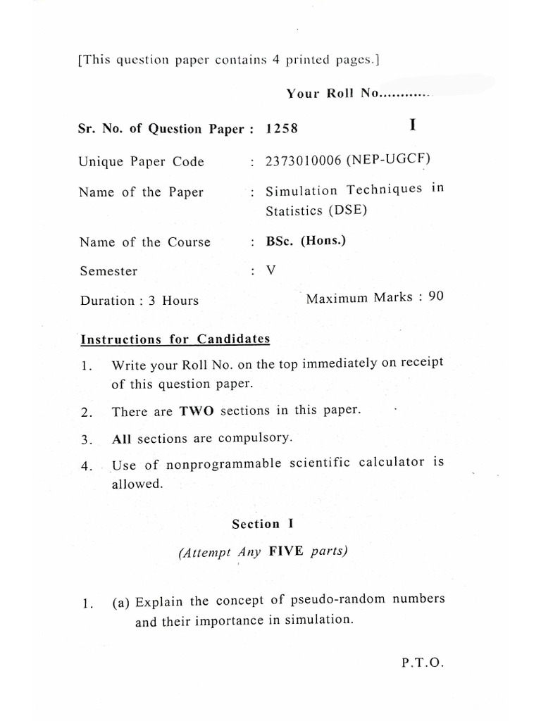 Simulation Question P | PDF