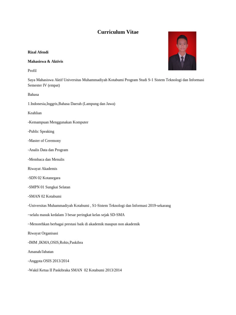 Curriculum Vitae Rizal 1 | PDF