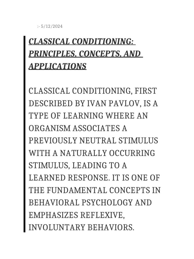 FP Assignment in Classical Conditioning | PDF | Classical Conditioning | Psychological Concepts