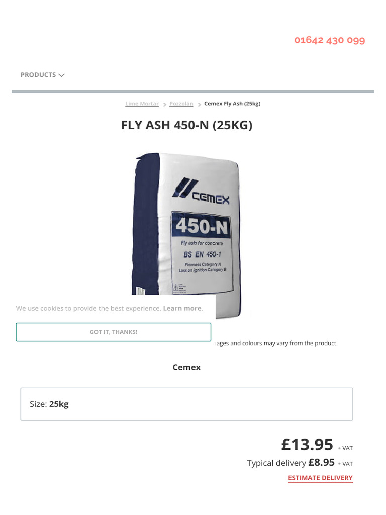 Cemex Fly Ash 450-N (25kg) - Pulverised Fuel Ash - Conserv® | PDF ...