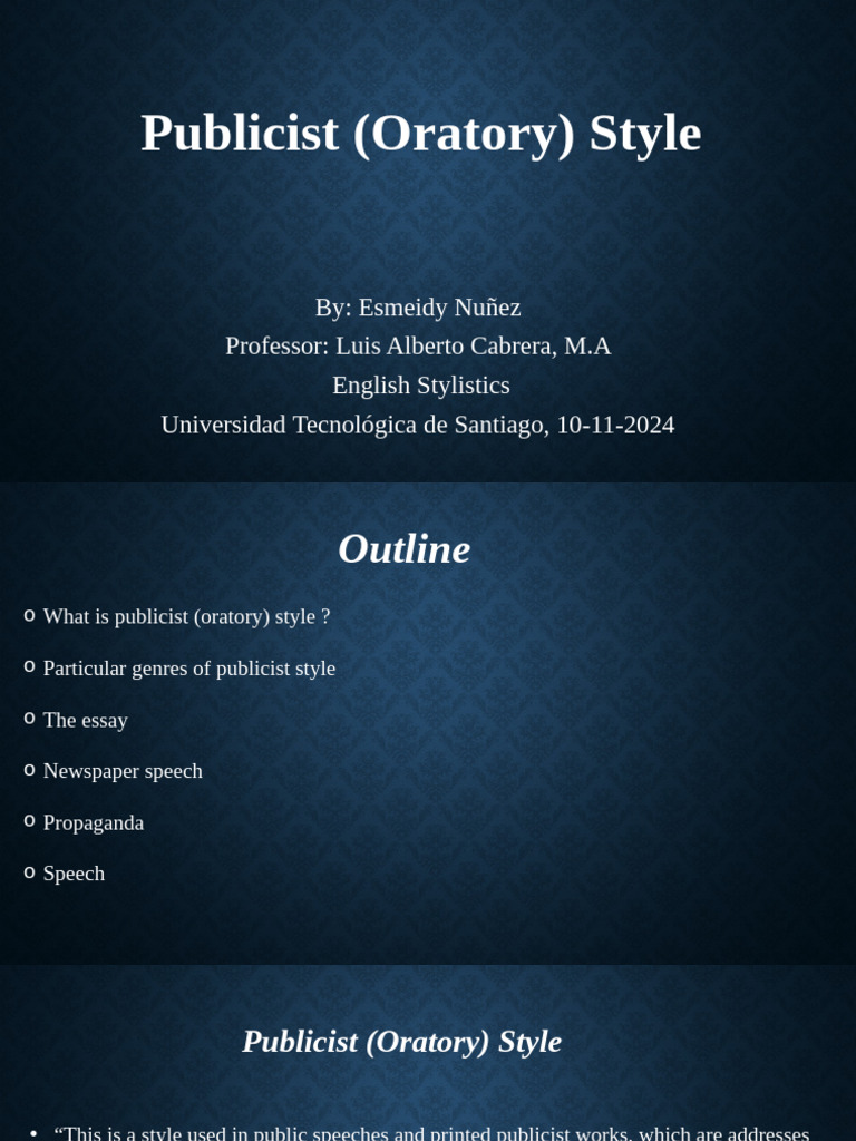 Understanding Publicist Oratory Style | PDF