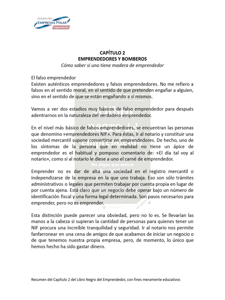 El Libro Negro Del Emprendedor 2do Capítulo | PDF | Iniciativa empresarial | Motivación