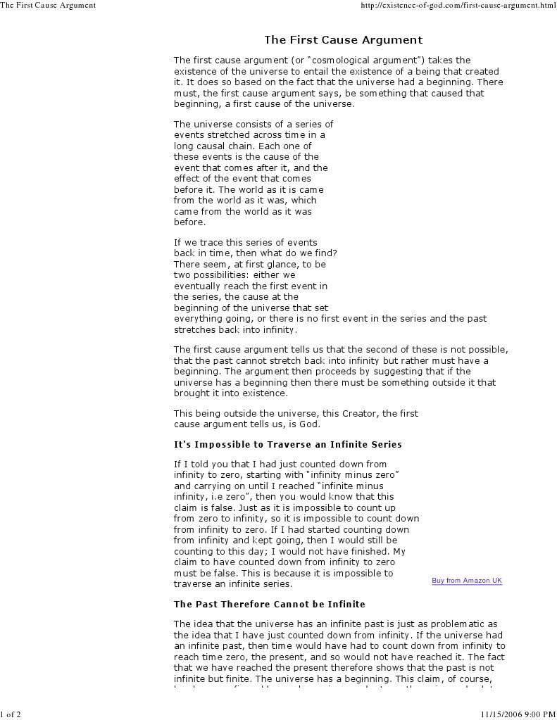 The First Cause Argument | PDF