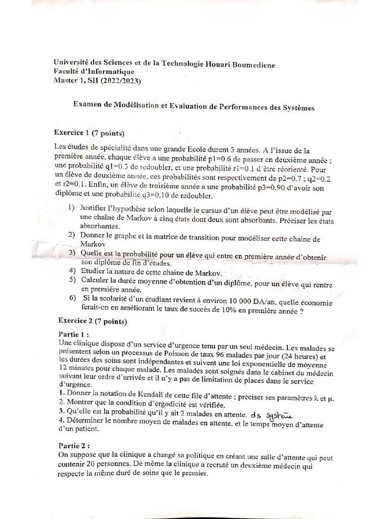 Examen Meps SII Janvier 2023 | PDF