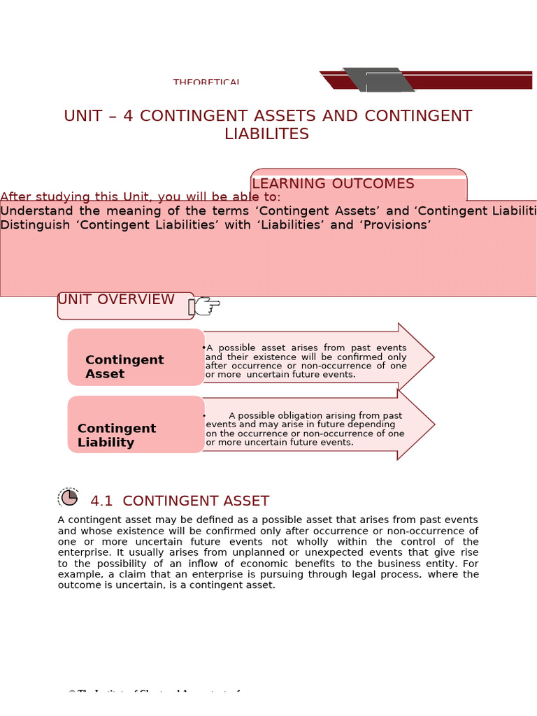 Ch1 - U4 Contingent Assets and Contingent Liabilities | PDF | Liability ...