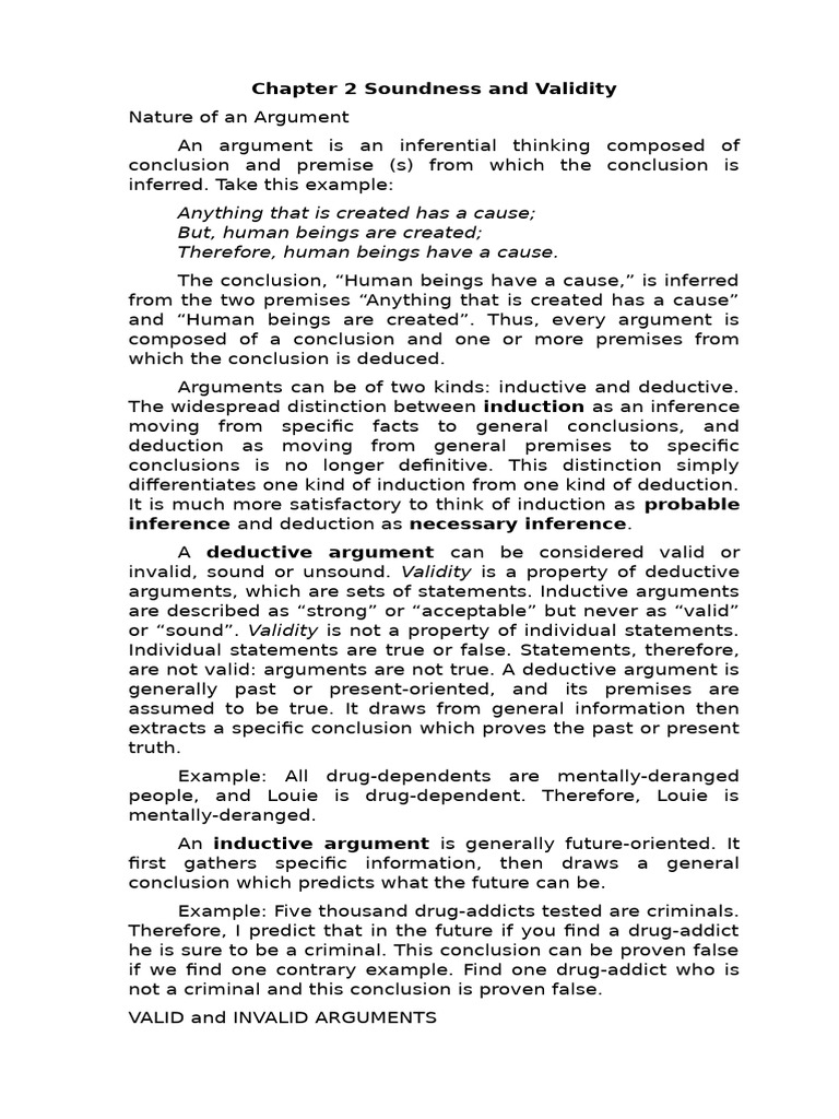 Chapter 2 Soundness and Validity | PDF | Argument | Deductive Reasoning