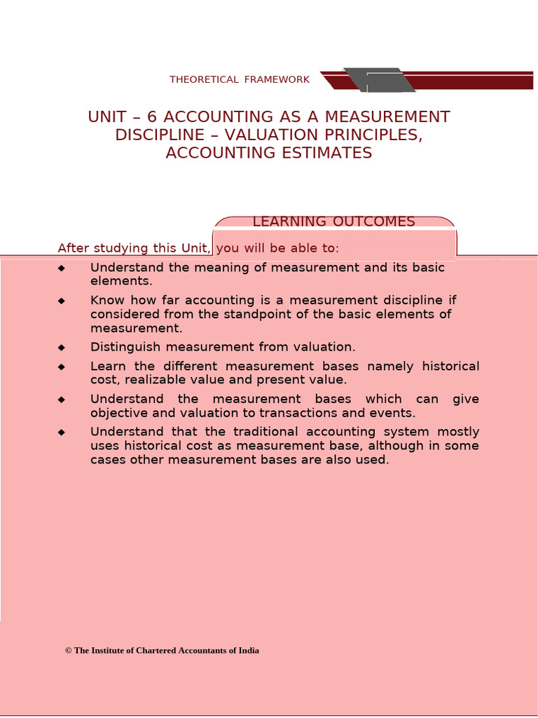 Ch1 - U6 Accounting As A Measurement Discipline Valuation Principles ...