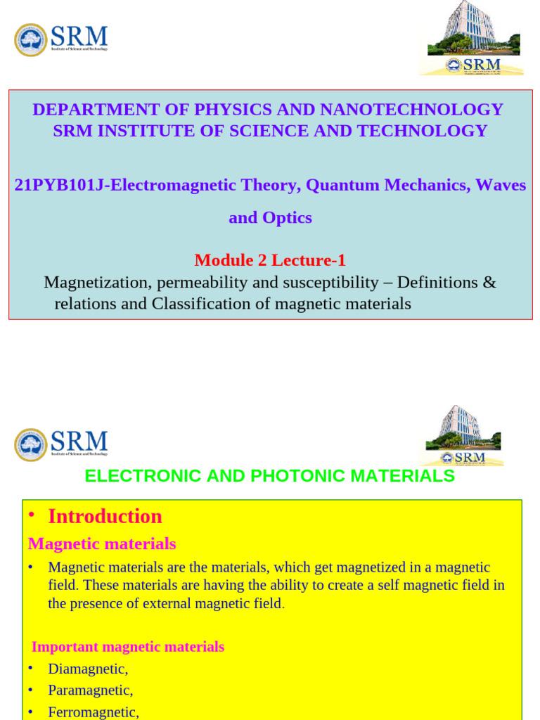 Lecture 1- Magnetization+Definations+relations | PDF | Magnetism | Magnetic Field