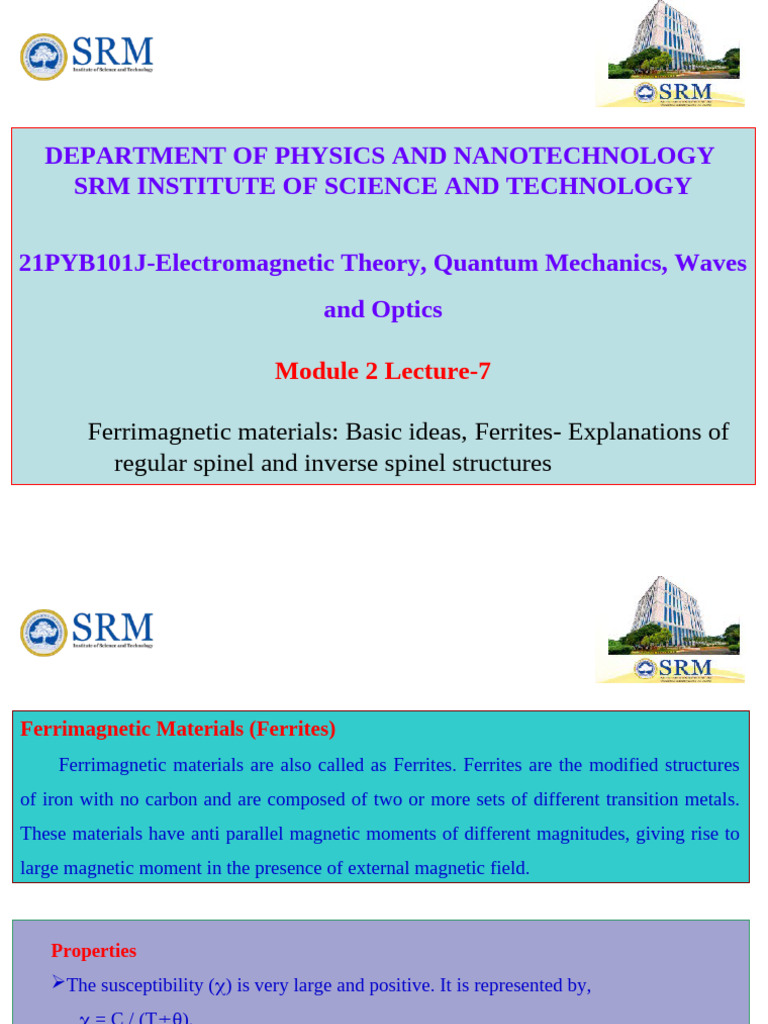 Ferrimagnetic Materials Overview | PDF | Magnetism | Physics