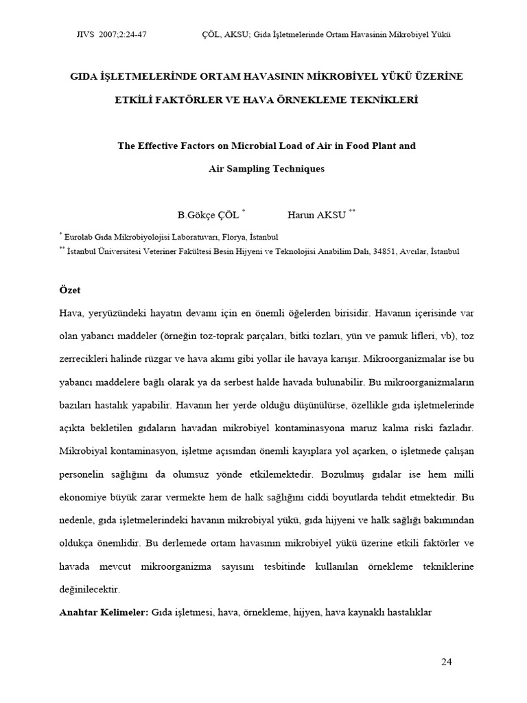 The Effective Factors On Microbial Load of Air in Food Plant and Air ...