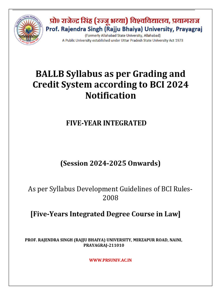 BALLB - Syllabus Allahabad | PDF | Tort | Guarantee