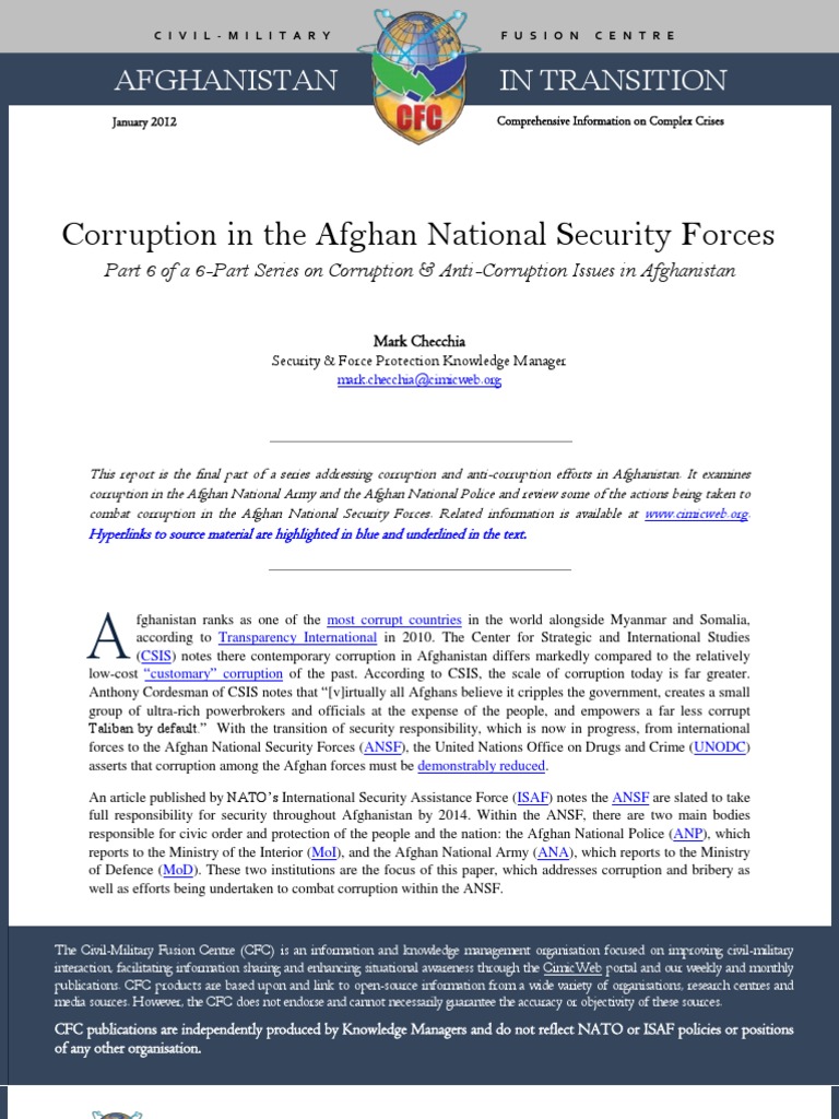 Corruption in Afghanistan's Security Forces | PDF | Afghan National ...