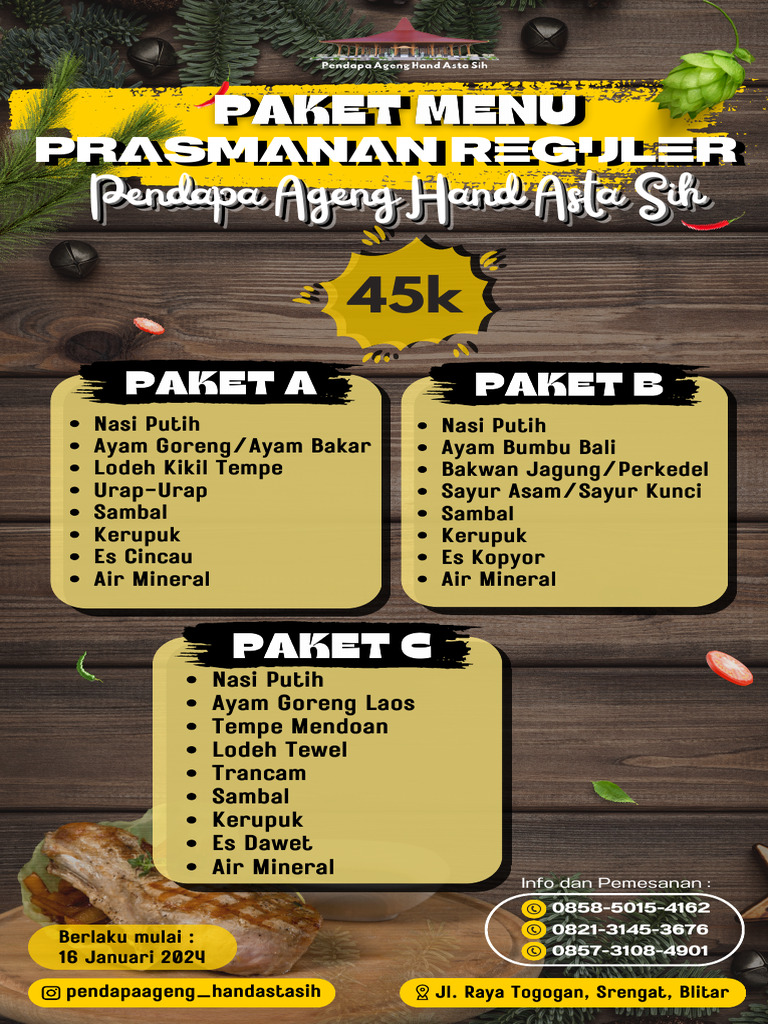 Menu Paket Prasmanan Reguler Revisi | PDF