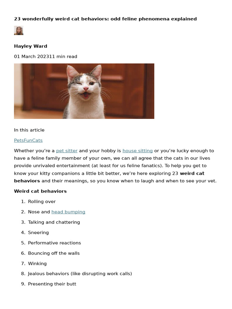 23 wonderfully weird cat behaviors | PDF | Cats