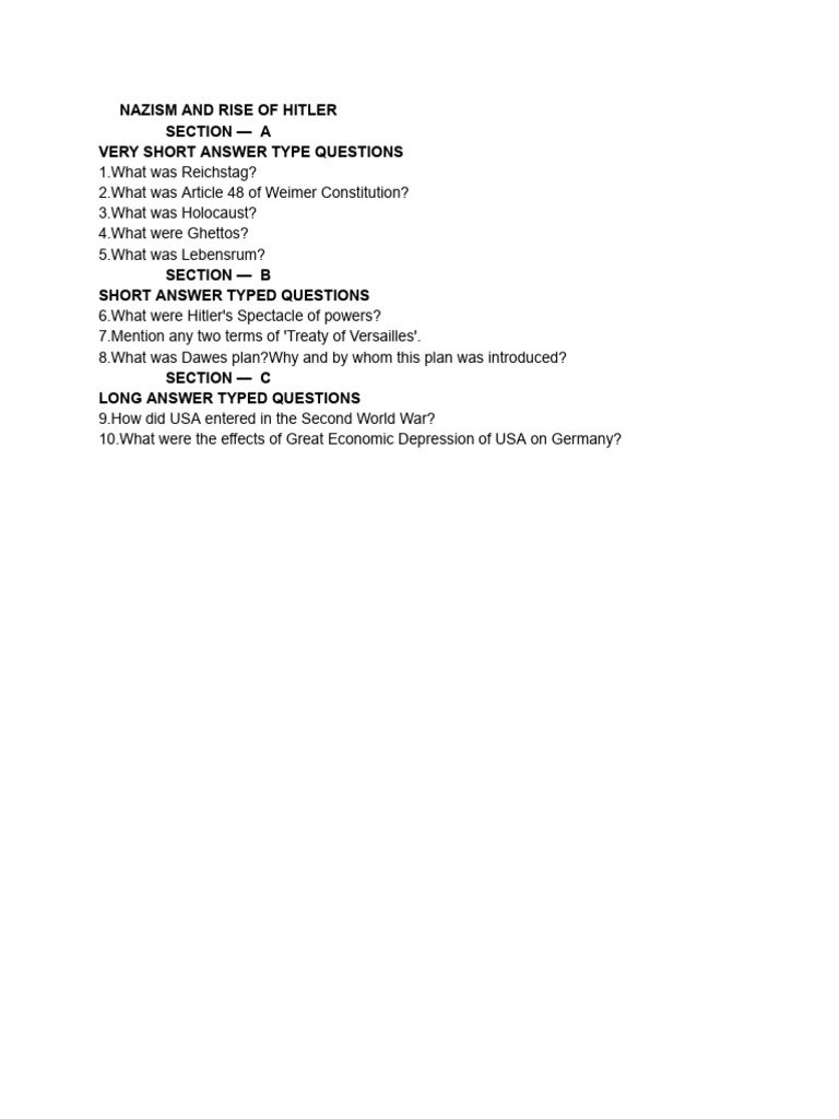 Nazism and Rise of Hitler | PDF