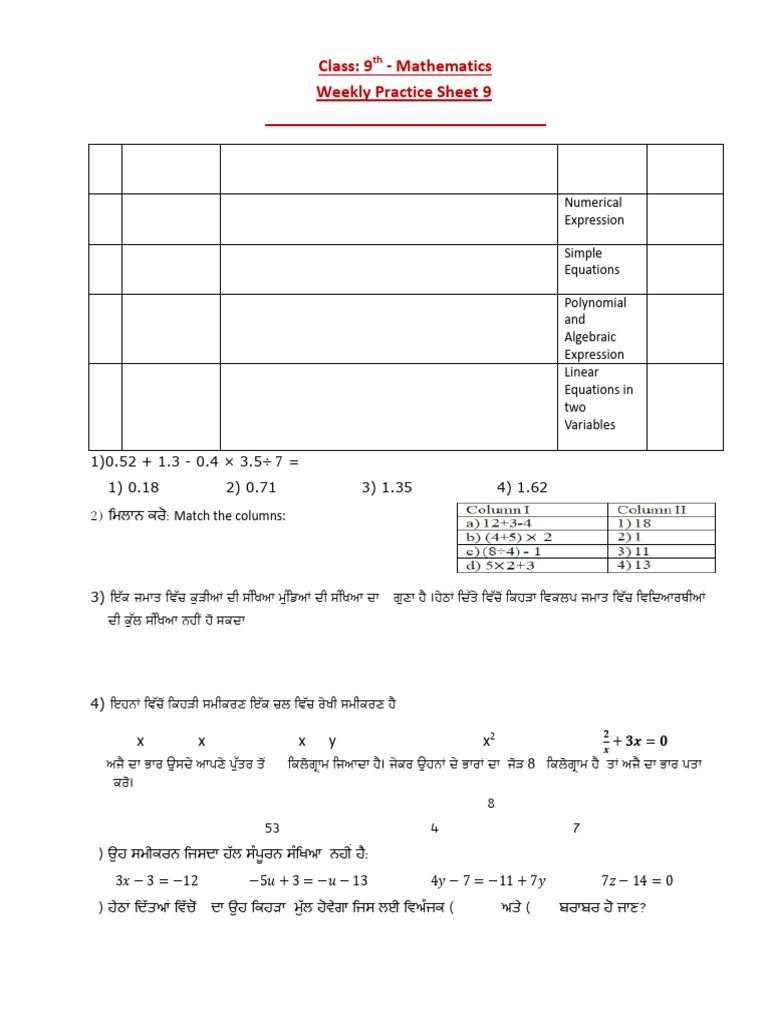 Week 9 Class 9th Math | PDF