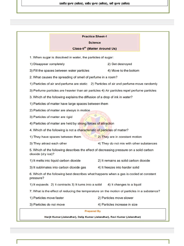 Science Worksheet | PDF