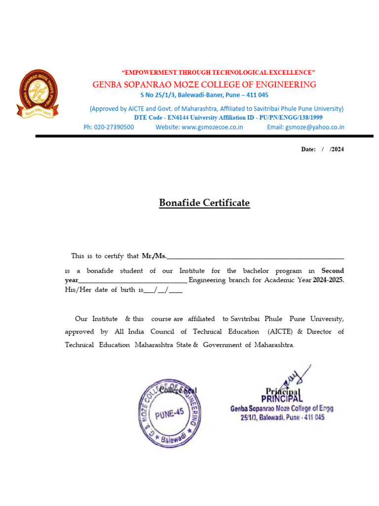 Bonafide Certificate | PDF