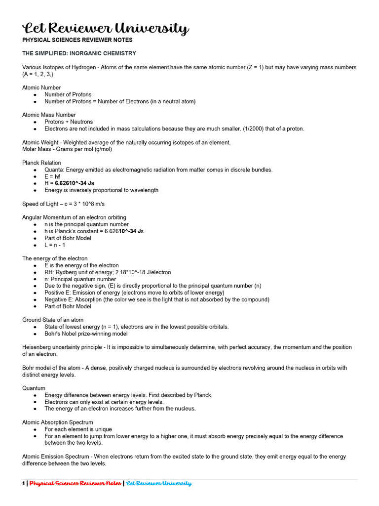 Physical Sciences Notes 472 | PDF | Reaction Rate | Energy Level