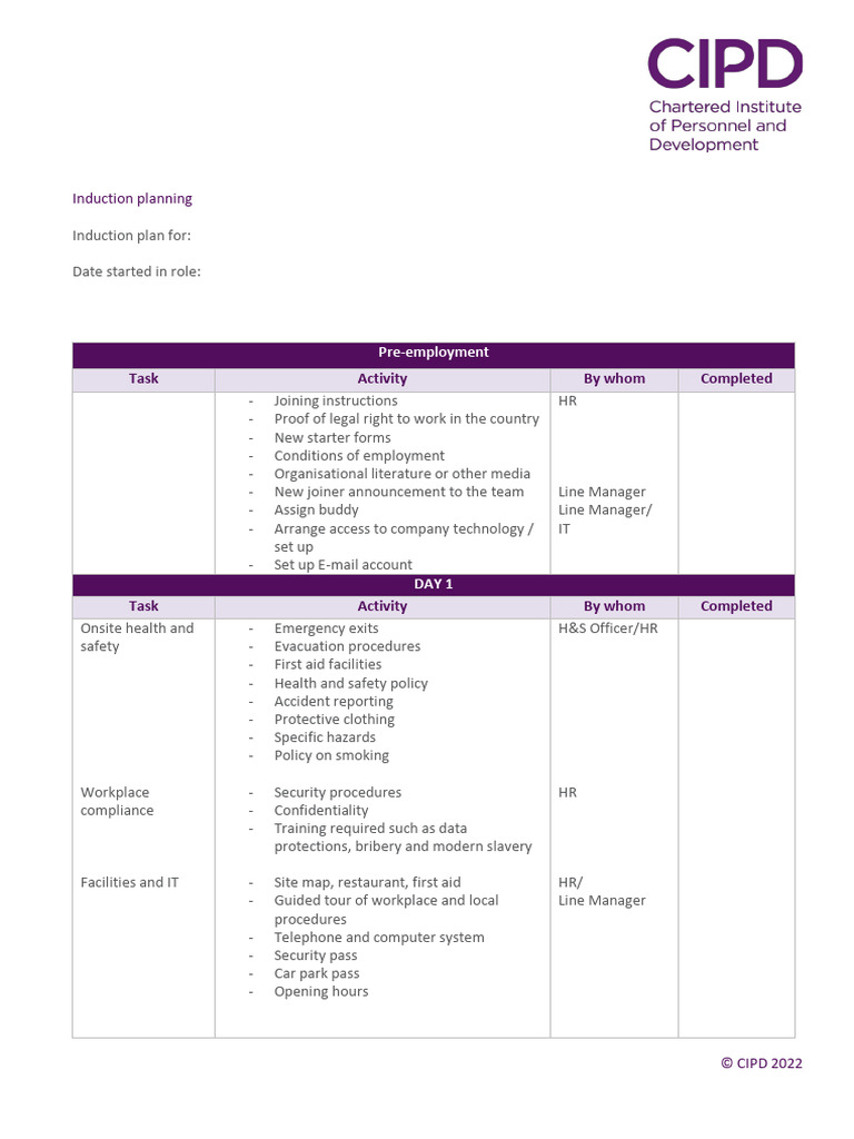 Induction_checklist_activity | PDF | Employment | Economies