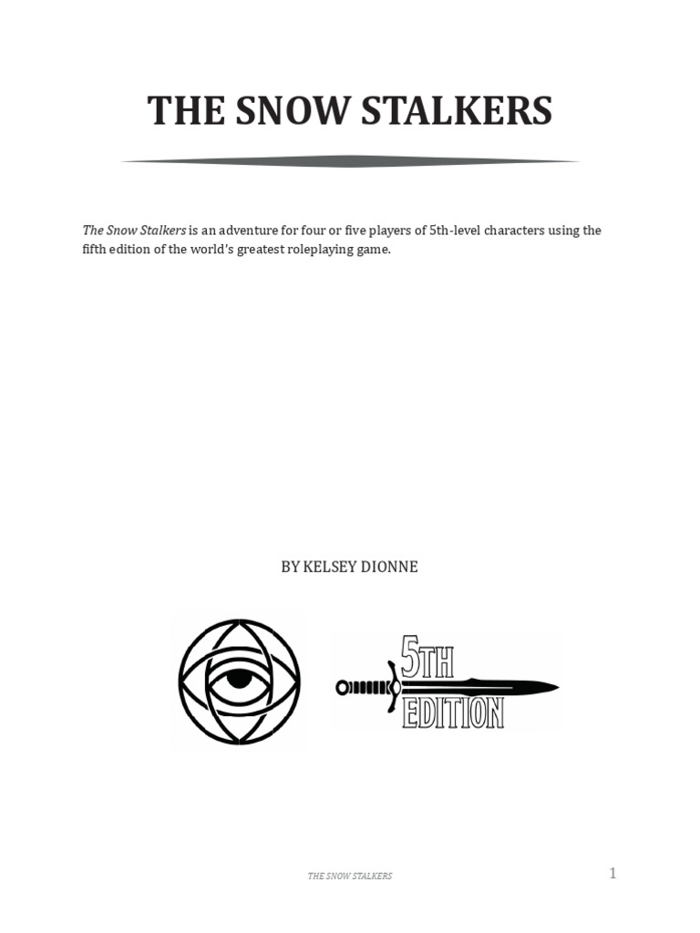 The Snow Stalkers V1 Print Friendly | PDF | Copyright | Derivative Work