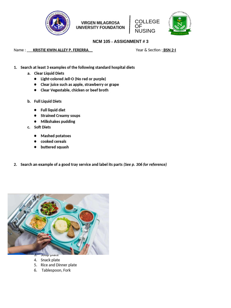 Kristie Kwin Alley Ferrera - NCM 105-ASSIGNMENT NO. 3 | PDF | Clinical ...
