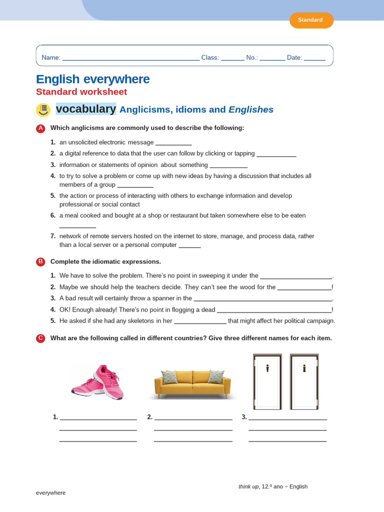 Thup12 U1 2 Standard Vocabulary | PDF