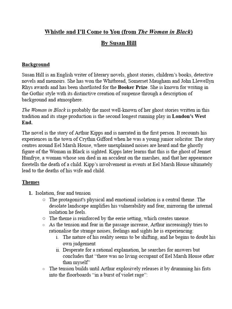 Whistle and I'll Come To You (From The Woman in Black) IGCSE Notes | PDF