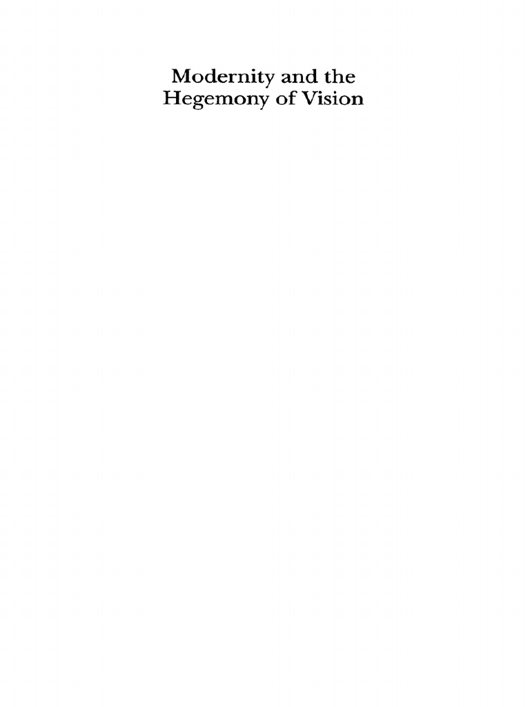 Modernity and Vision's Hegemony | PDF