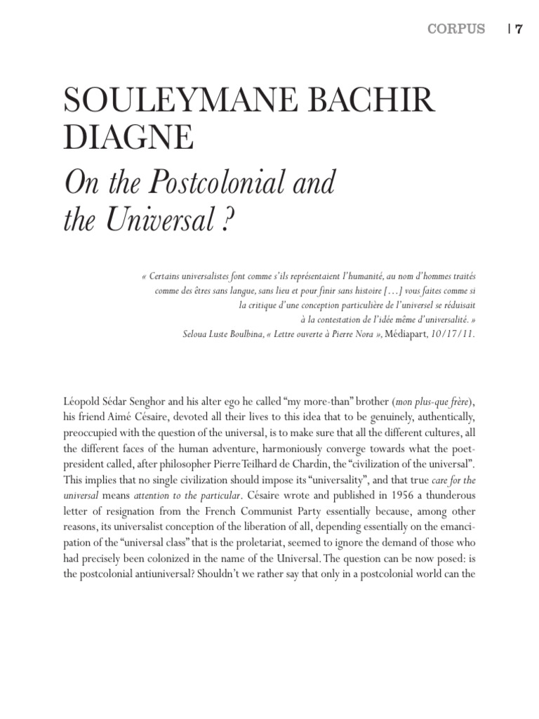 On The Postcolonial and The Universal | PDF | Postcolonialism | Edmund ...