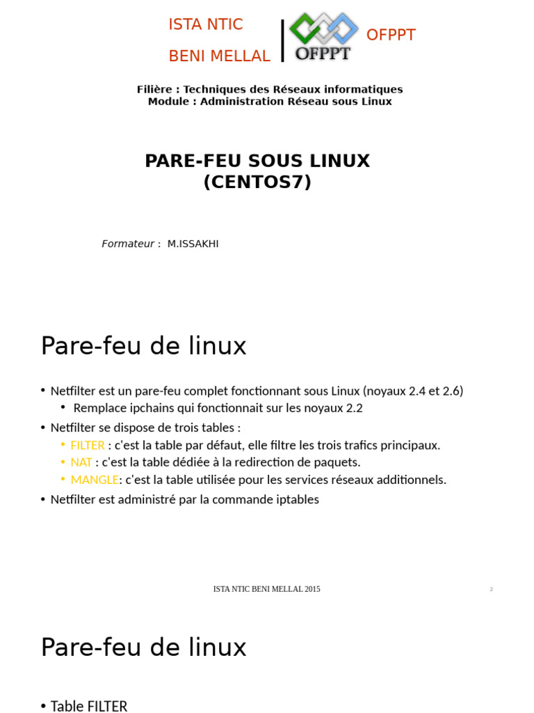 Cours Iptables | PDF | Télécommunications | Protocoles Internet
