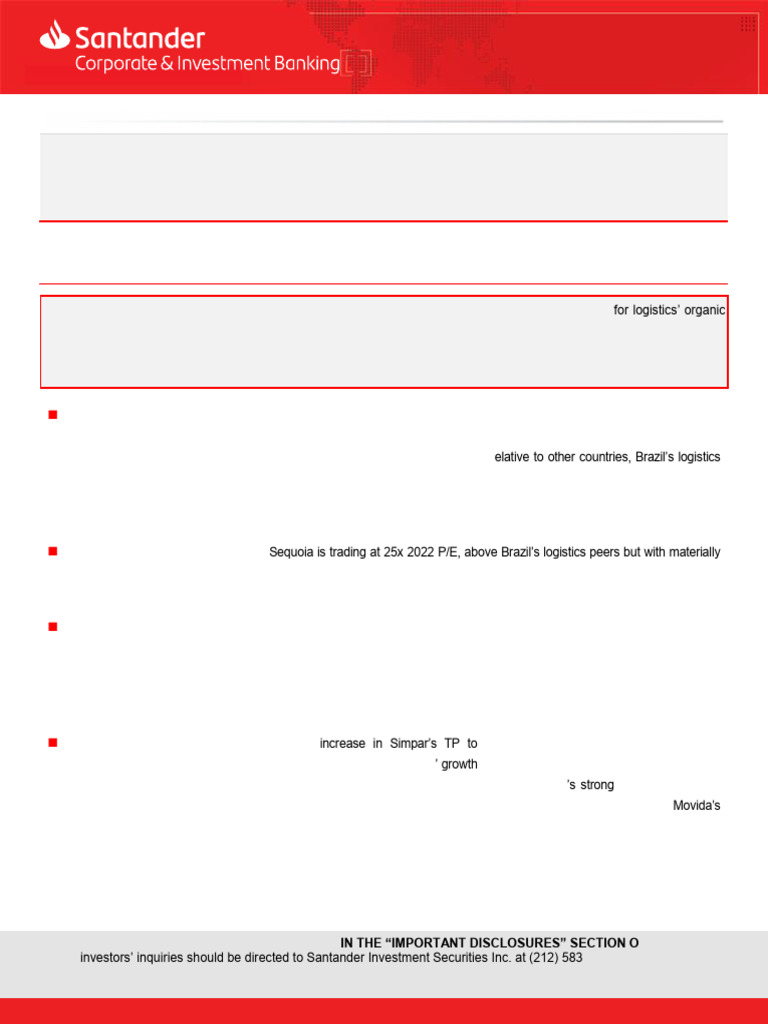 Santander_BrazilLogisticsUpdate_Aug21 | PDF | Balance Sheet | Free Cash ...