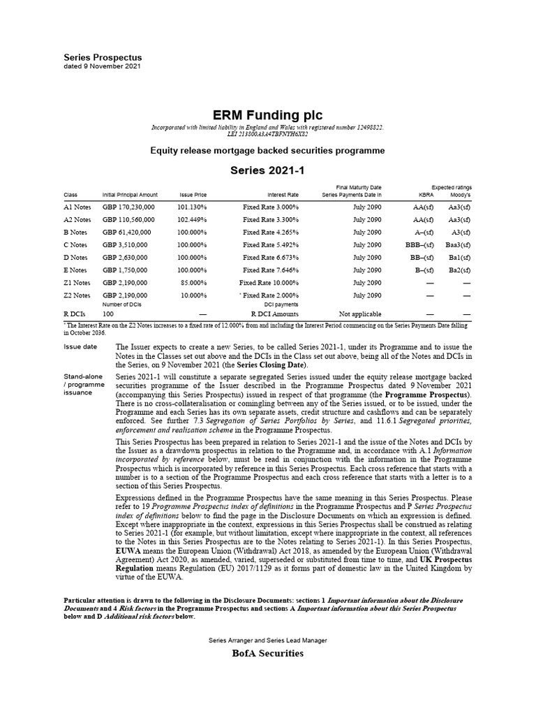 ERM Funding 2021-1 | PDF | Securitization | Mortgages