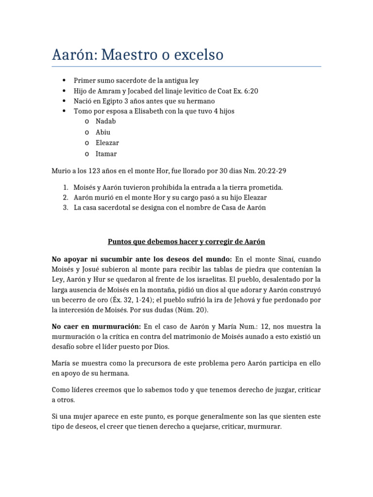 Aarón | PDF | Sacerdote | Aaron
