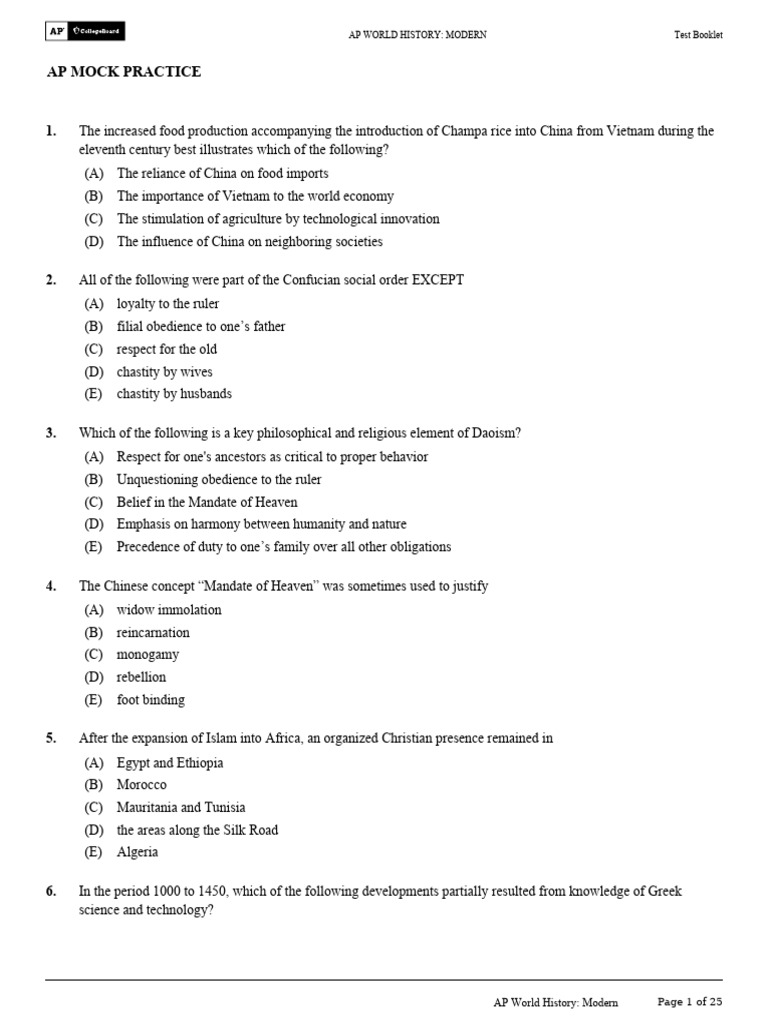 MOCK_PRACTICE_QUESTIONS_Unit_1_Unit_5.pdf | PDF | Ottoman Empire ...