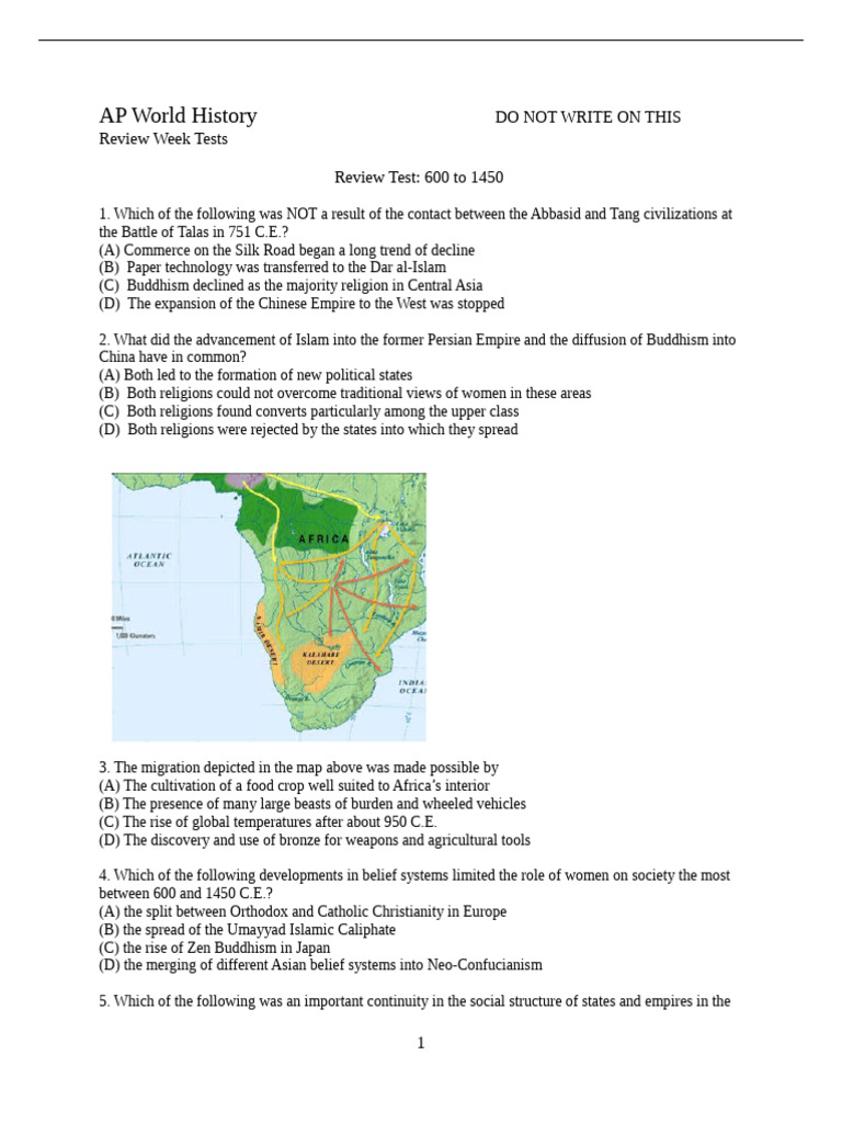AP World History Review: 600-1450 C.E. | PDF | Silk Road | Mongol Empire